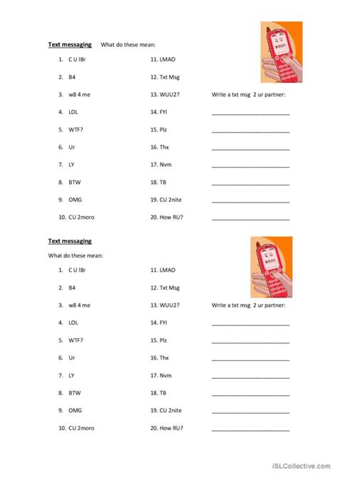 Text Messaging Worksheet Worksheets Library