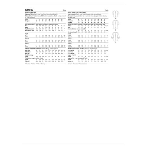 Simplicity Sewing Pattern S9547 Misses Top And Tunic — Uk