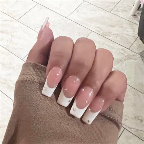 French Nails With Diamonds