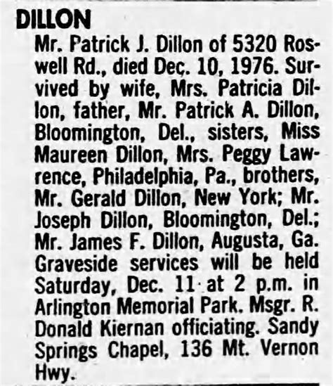 Patrick J Dillon 1936 1976 Find A Grave Memorial