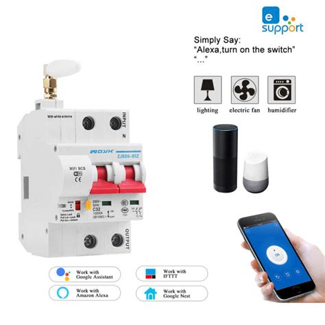 Ewelink App 2p Wifi Circuit Breaker Smart Switch Din Rail Switch Overload Short Circuit