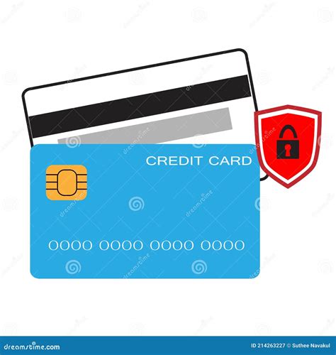 Credit Card With Shield Icon On White Background Flat Style Secure