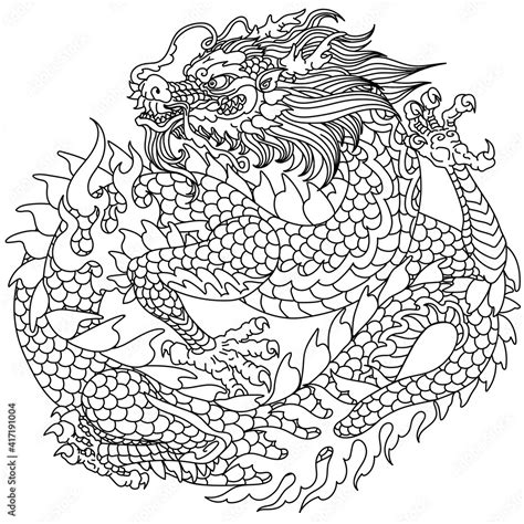 Traditional Chinese Or East Asian Dragon Outline Vector Free