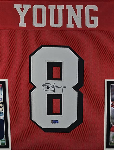 Steve Young Autographed Red San Francisco 49ers Jersey Frame