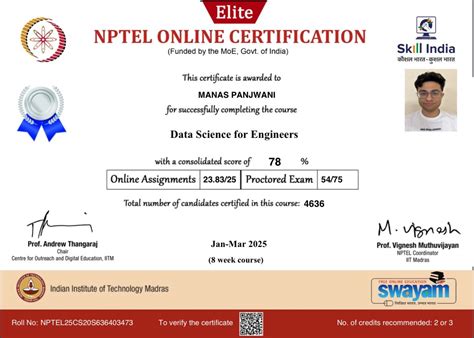 Datascience Engineering Nptel Iitmadras Machinelearning Eliteplussilver