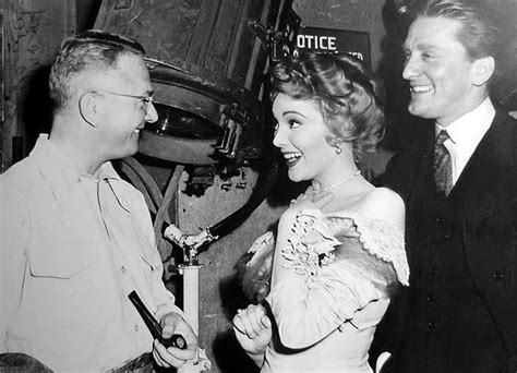 Writer Producer Lamar Trotti Shares A Laugh With Linda Darnell And Kirk Douglas On The Set Of