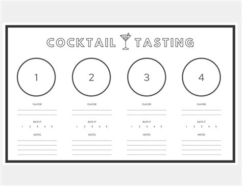 Printable Cocktail Tasting Score Sheet Placemat Etsy Australia