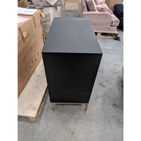 Grade A2 Dark Grey Art Deco Chest Of 3 Drawers With Legs Maya
