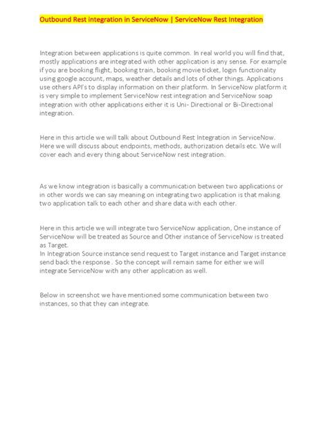 Outbound Rest Integration In Servicenow Pdf Pdf Representational