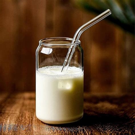 Set Of 2 Drinking Glasses With Bamboo Lids And Glass Straw 380ml Can