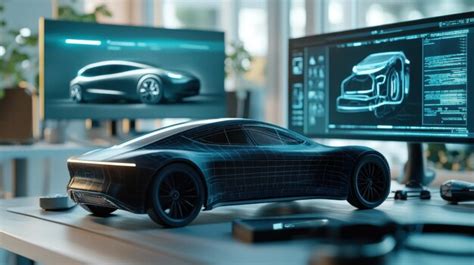 Digital Visualization Of 3d Modern Car Design Development Technology