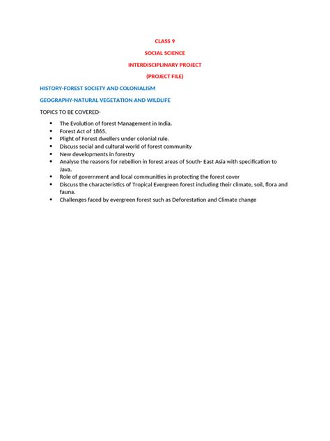 Class 9 Interdisciplinary Project 2025 26 Pdf