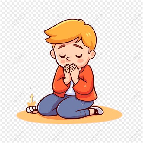 Nakaluhod Clipart Batang Lalaki Na Nagdarasal Sa Lupa Cartoon Character