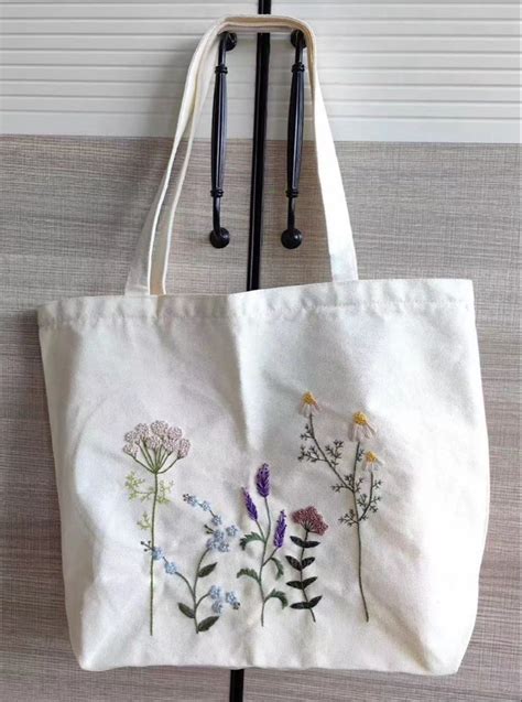Artisan Canvas Tote Bag Featuring Handcrafted Floral Embroidery Great