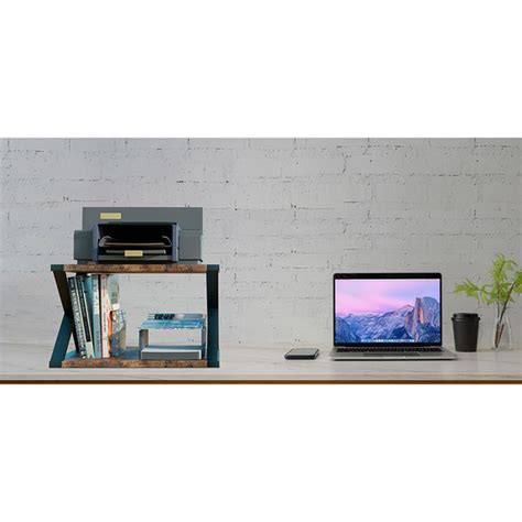 2 Tier Wood Under Desk Printer Table Multi Purpose Printer Shelf For