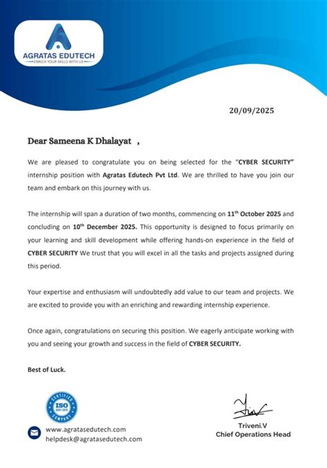 Cybersecurity Internship Skilldevelopment Learningopportunity Careergrowth Agratasedutech