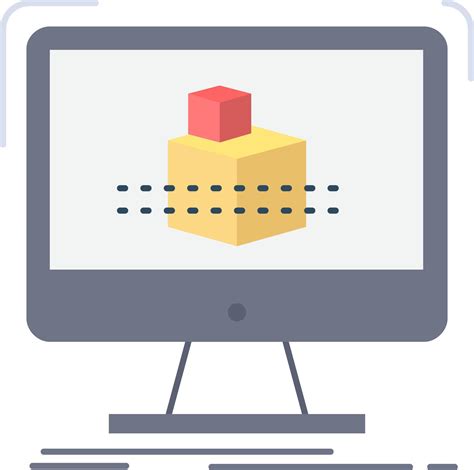 3d Cube Dimensional Modelling Sketch Flat Color Icon Vector 14426524