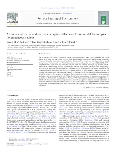 Pdf An Enhanced Spatial And Temporal Adaptive Reflectance Fusion Model For Complex