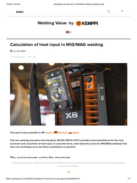 K Factor Calculation Of Heat Input In Mig Mag Welding Welding