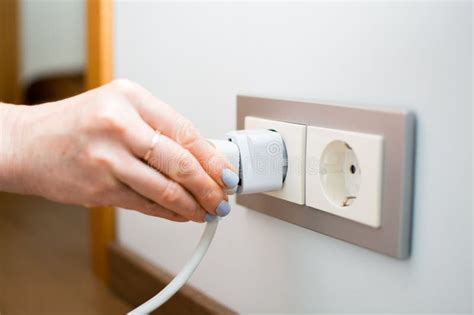 Universal Travel Adapter In A Socket Close Up Stock Image Image Of