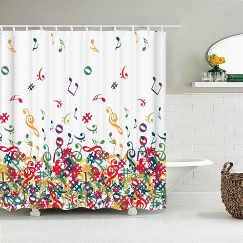 Colorful Music Bath Curtain Waterproof Fabric Shower Curtains