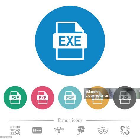 Vetores De Formato De Arquivo Exe Plano Rodada Ícones E Mais Imagens De Bandeira Bandeira