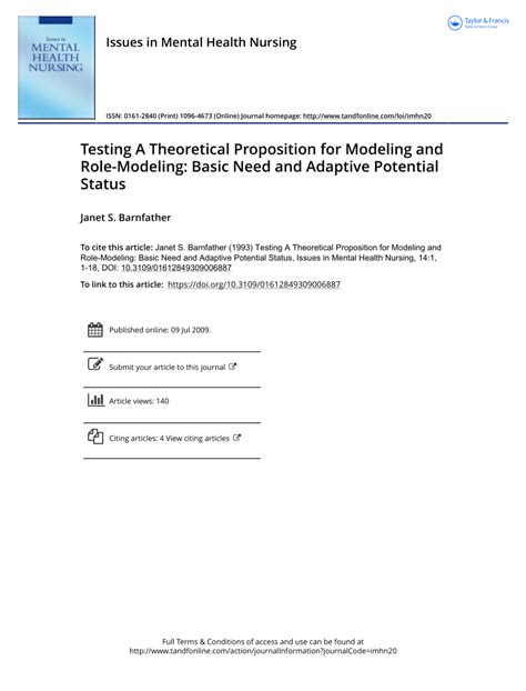 Pdf Testing A Theoretical Proposition