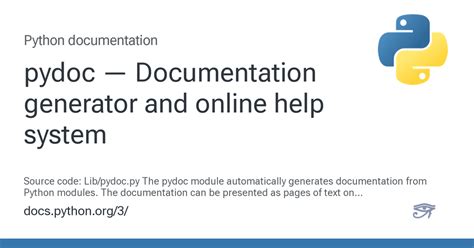 Pydoc — Documentation Generator And Online Help System — Python 3 13 7
