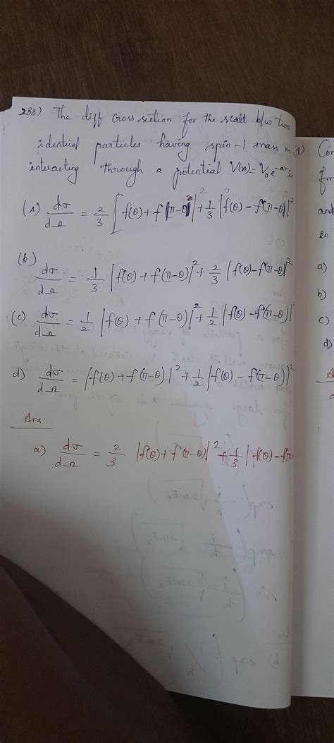 288 The Diff Gas Section For The Scat Bw Tho Identical Particles Having