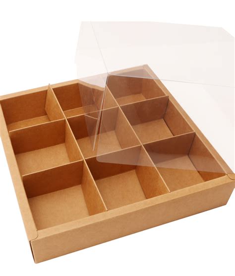 Wholesale Custom Nine Palace Lattice Dessert Box Kraft Box Moon Cake Yolk Crisp Donut Packing