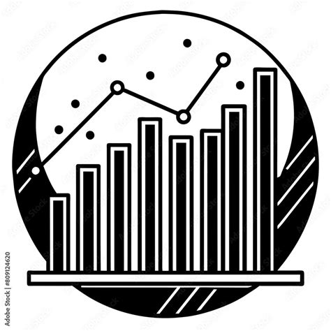 Vector Black And White Statistical Chart Graph On White Background