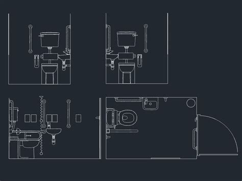Handicapped Typical Bathroom Dwg Block For Autocad
