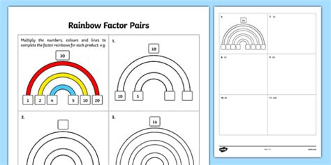 Rainbow Factor Pairs Twinkl Maths Resources