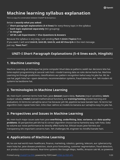 Machine Learning Syllabus Explanation Pdf Cluster Analysis