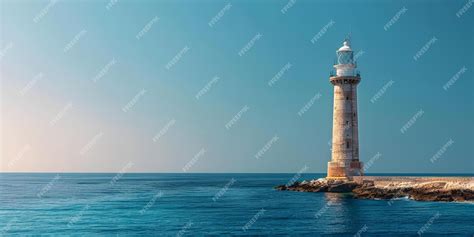 Strong Offshore Lighthouse Stands Tall Guiding Ships Through