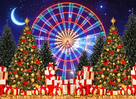 Fox Amusement Park Christmas Decoration Circus Vinyl Backdrop Foxbackdrop