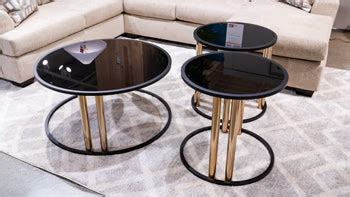 Hannerly Black Gold Finish Occasional Table Set Set Of 3