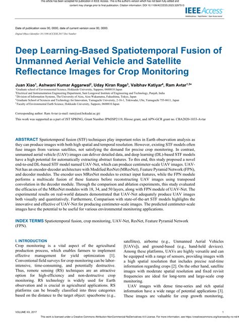 Pdf Deep Learning Based Spatiotemporal Fusion Of Unmanned Aerial Vehicle And Satellite