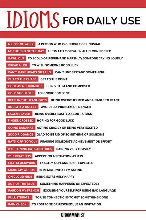 Best 13 Common English Idioms with Meanings (PDF) – Artofit