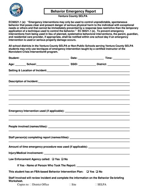 Behavioral Emergency Report Fill Out And Sign Online Dochub