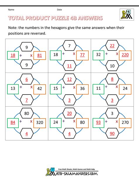 4th Grade Math Puzzles