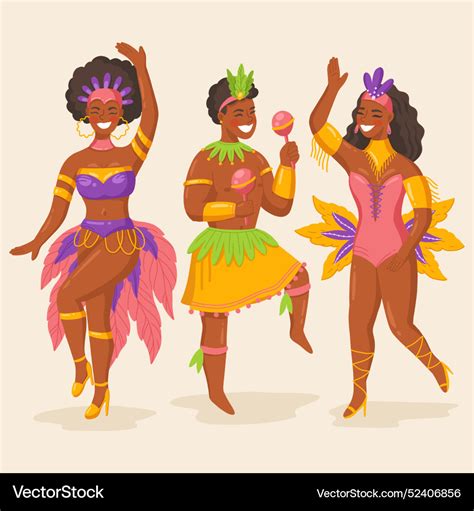 Flat Brazilian Carnival Characters Collection Vector Image