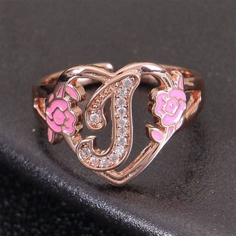 Initial Heart Ring Etsy