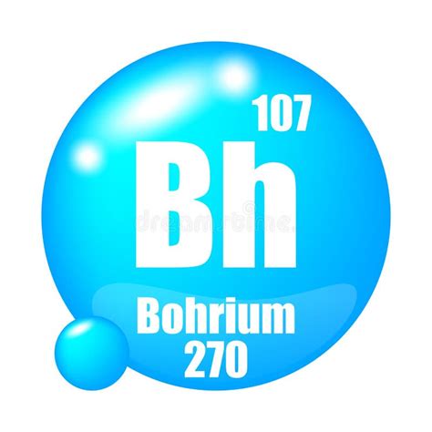 Bohrium Icon Bh Chemical Element Atomic Number 107 Mass 270 Blue Sphere Image Stock