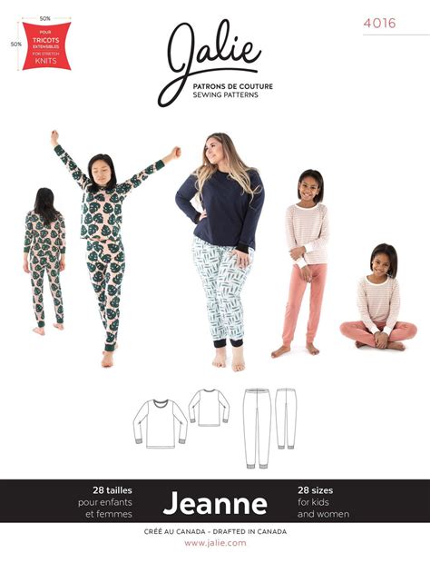 Sewing Pattern Jalie 4016 Jeanne Knit Pj Set