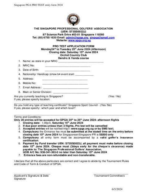 Fillable Online Singapore Pga Pro Test 2024 Fax Email Print Pdffiller