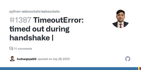 Timeouterror Timed Out During Handshake · Issue 1387 · Python