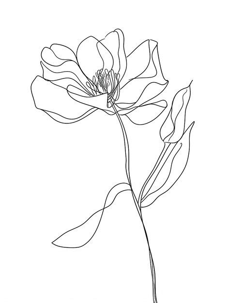 A Drawing Of A Flower With A Single Stem Premium Ai Generated Image