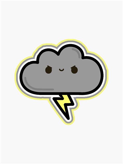 Cute Angry Thundercloud Sticker Sticker By Julessusann4 Redbubble