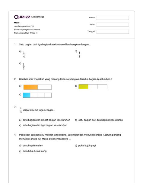 Quizizz Math 1 Pdf
